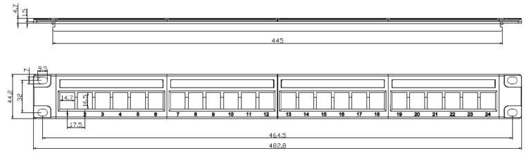 Premium-Line 1U 24port Unshielded Modular Patch Panel