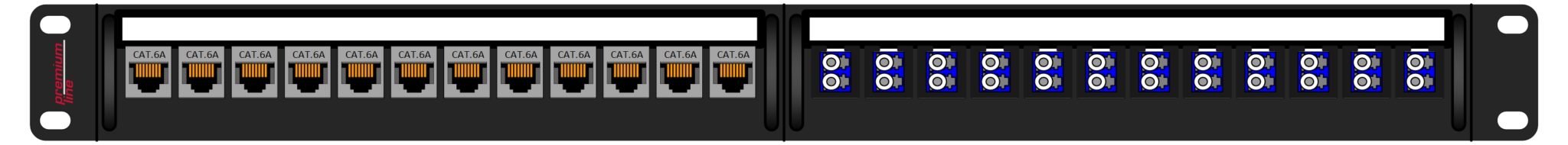 Premium-Line Hybrid Patch Panel (copper and fiber)