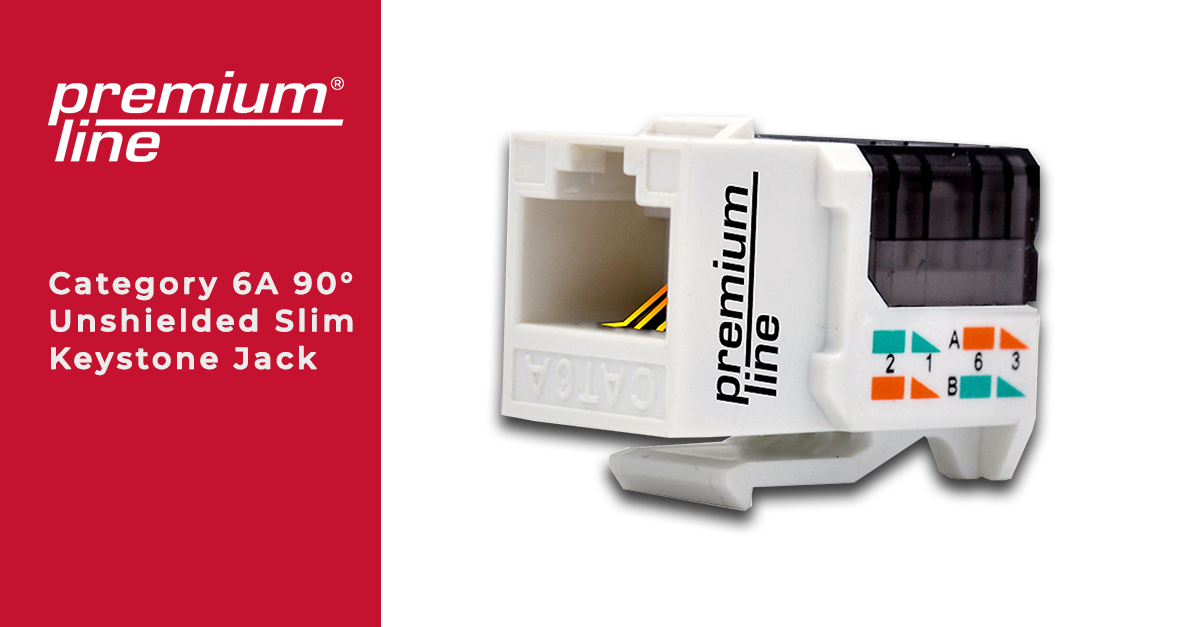 Premium-Line Cat. 6A 90° Unshielded Slim Keystone Jack