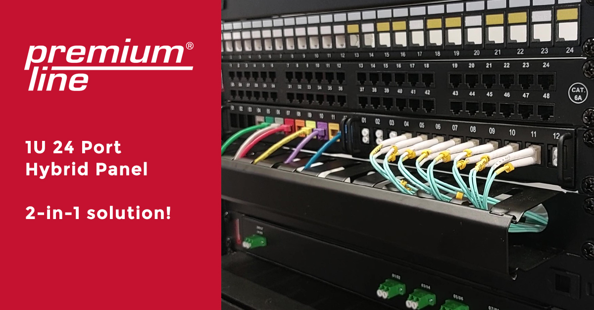 Premium-Line 1U 24 Port Hybrid Panel: 2-in-1 solution! - Premium-Line